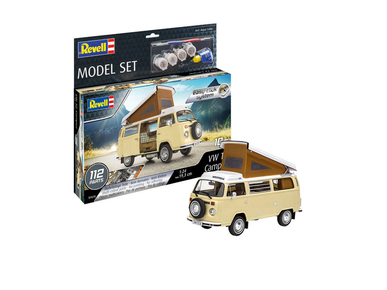 67676 Revell 1/24 Volkswagen T2 Camper Easy Click Model Set - Modeltune